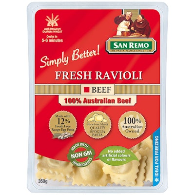 Beef Ravioli with Napolitana Sauce & Basil - San Remo
