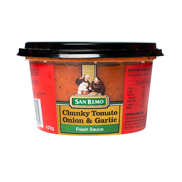 Fresh Pasta Sauce Chunky Tomato, Onion & Garlic Tub - San Remo