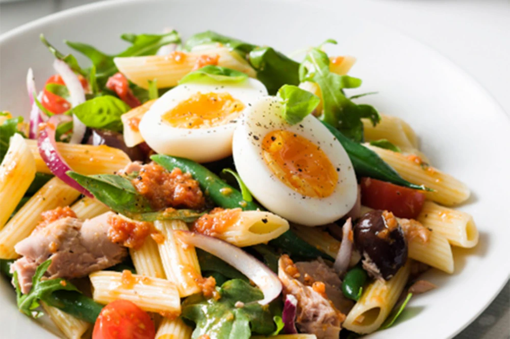 Pasta Nicoise with sun-dried tomato vinaigrette - San Remo