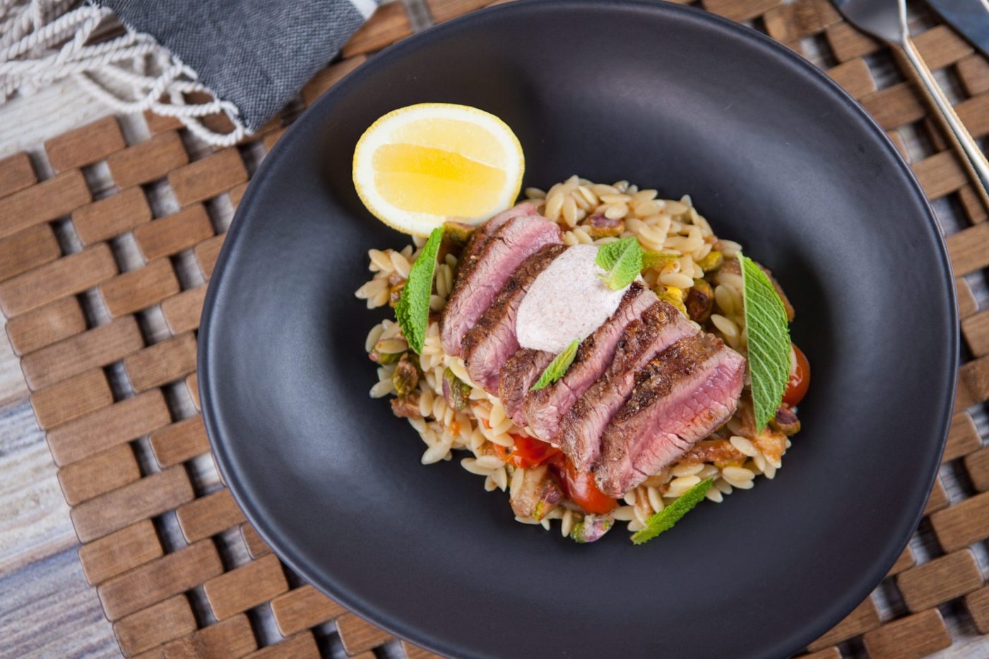 Grilled Ras El Hanout Coated Lamb With Fig & Pistachio Risoni - San Remo