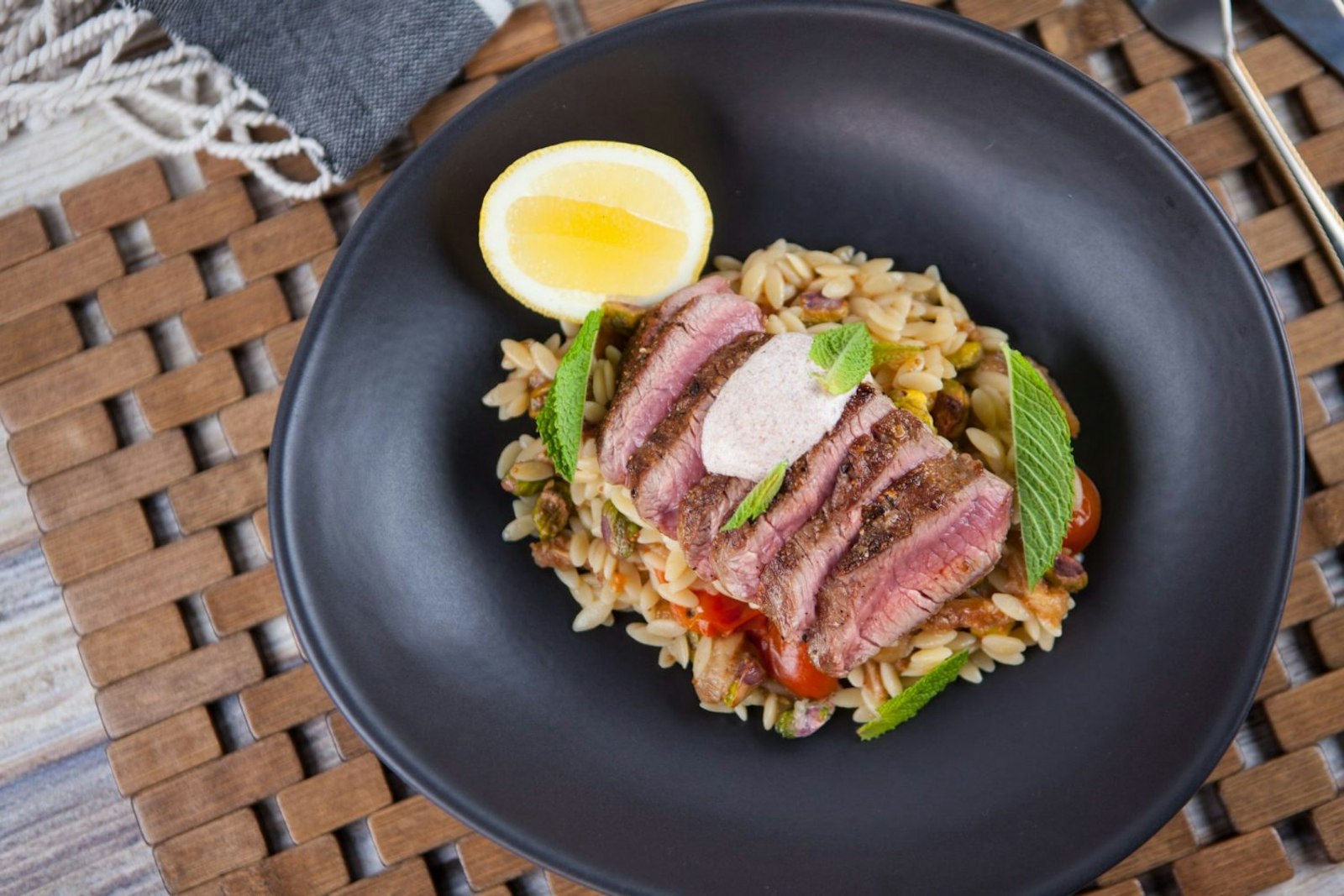 Grilled Ras El Hanout Coated Lamb With Fig & Pistachio Risoni - San Remo