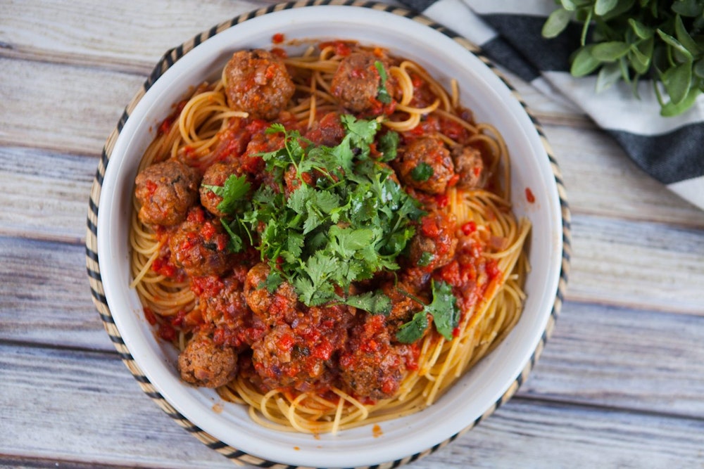Spicy Moroccan meatballs with spaghetti - San Remo