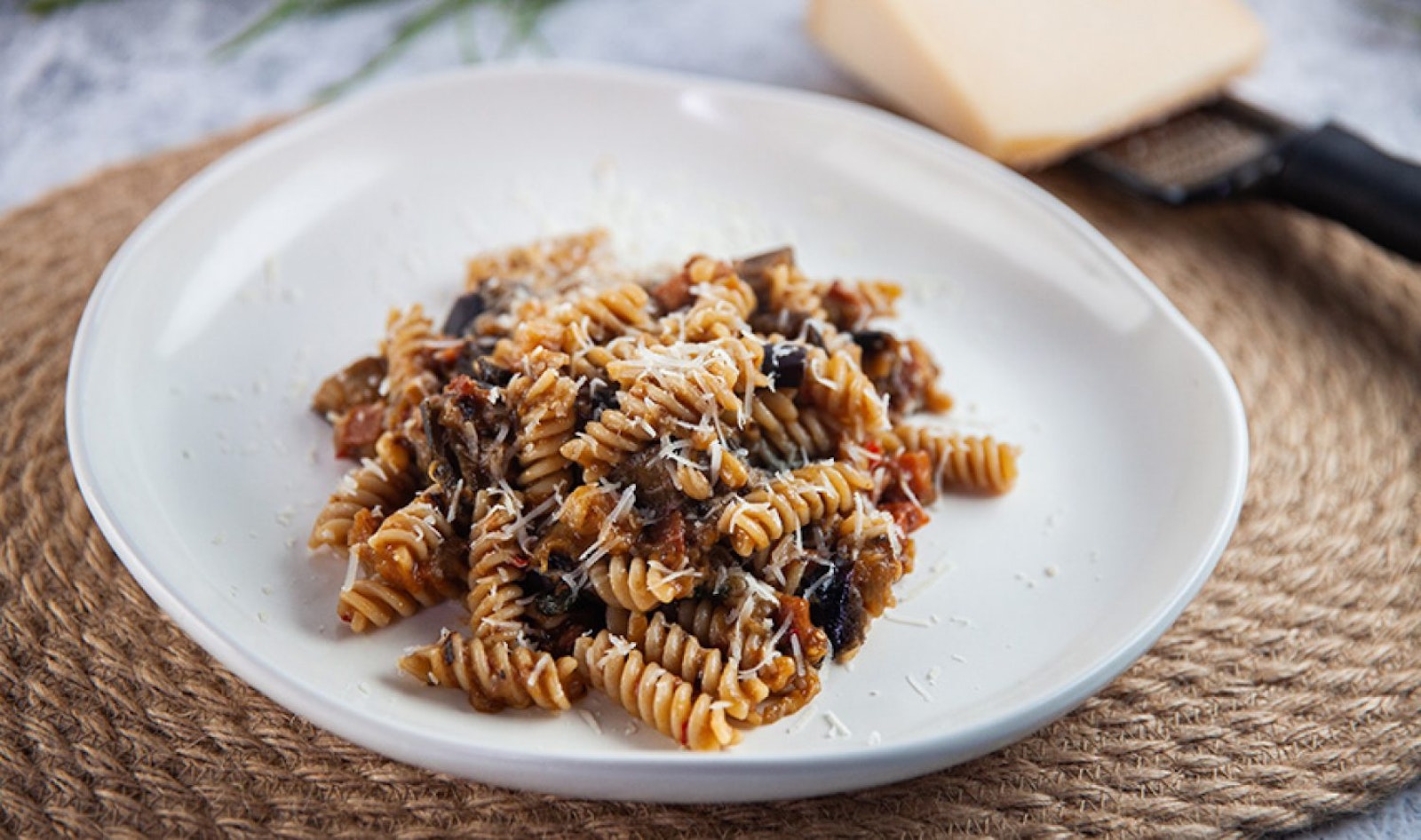 » Brown Rice Spirals with Eggplant Ragu