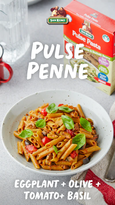 Pulse Pasta Penne with Eggplant, Tomato, Olive & Basil - San Remo