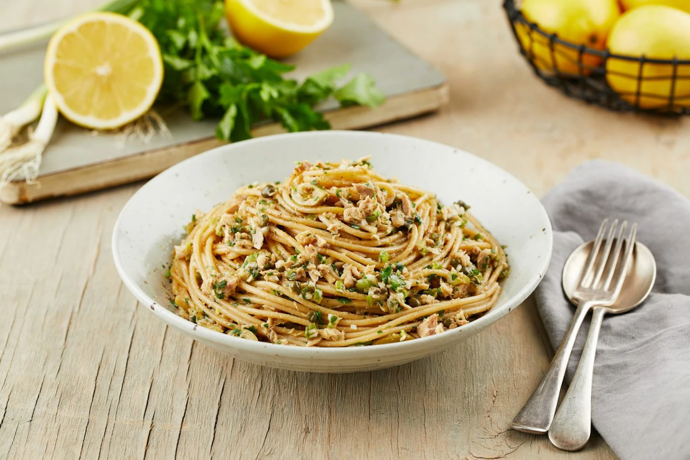 Spaghetti with Tuna, Capers & Lemon - San Remo