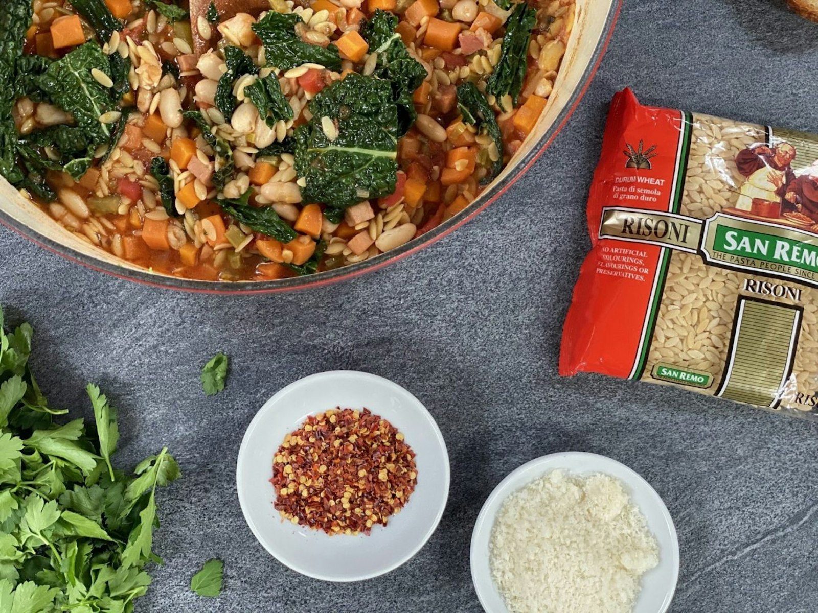 Tuscan white bean and risoni soup - San Remo