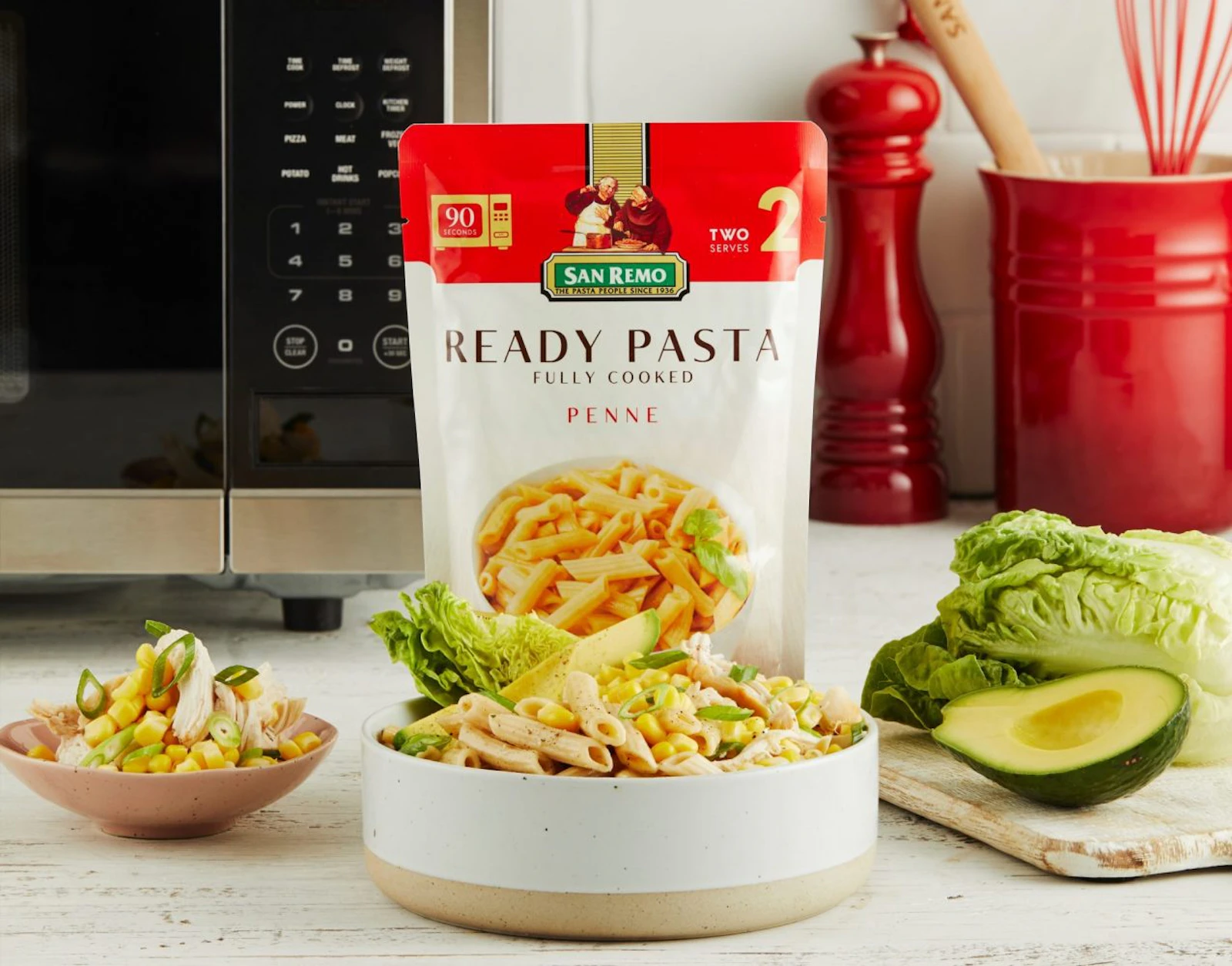 Ready Pasta Penne with Roast Chicken, Corn & Avocado - San Remo