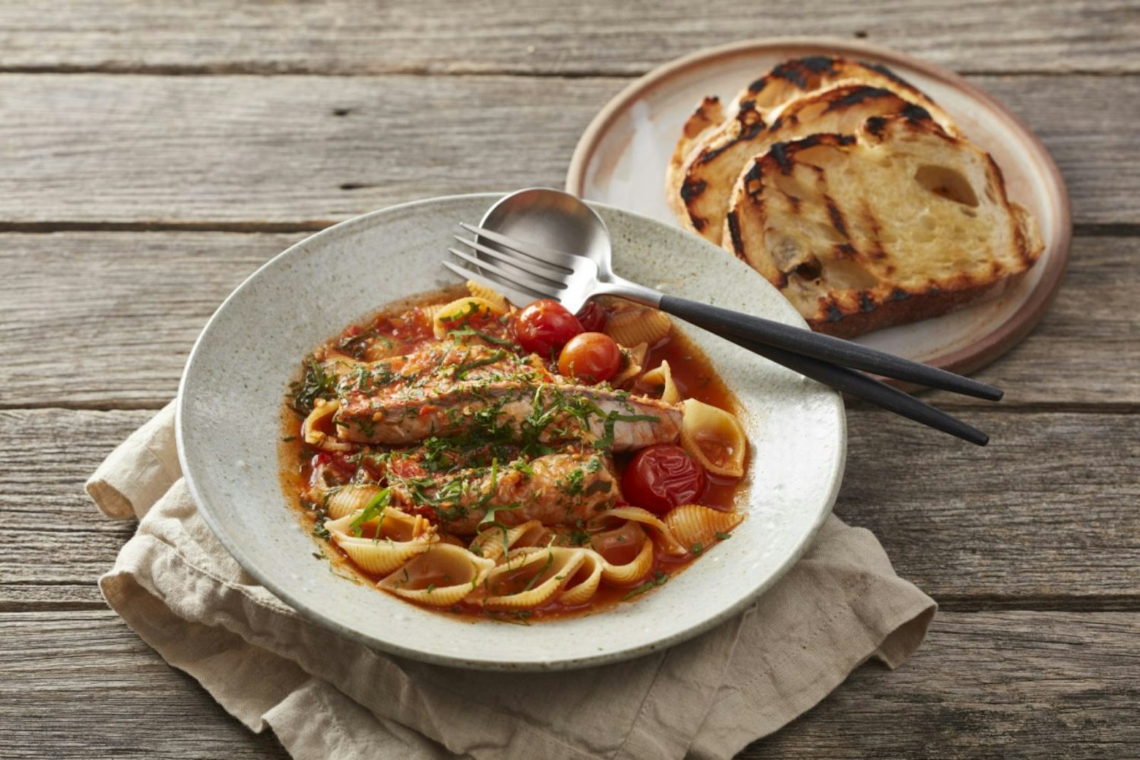 Fish Poached in Tomato and Pasta Shells - San Remo