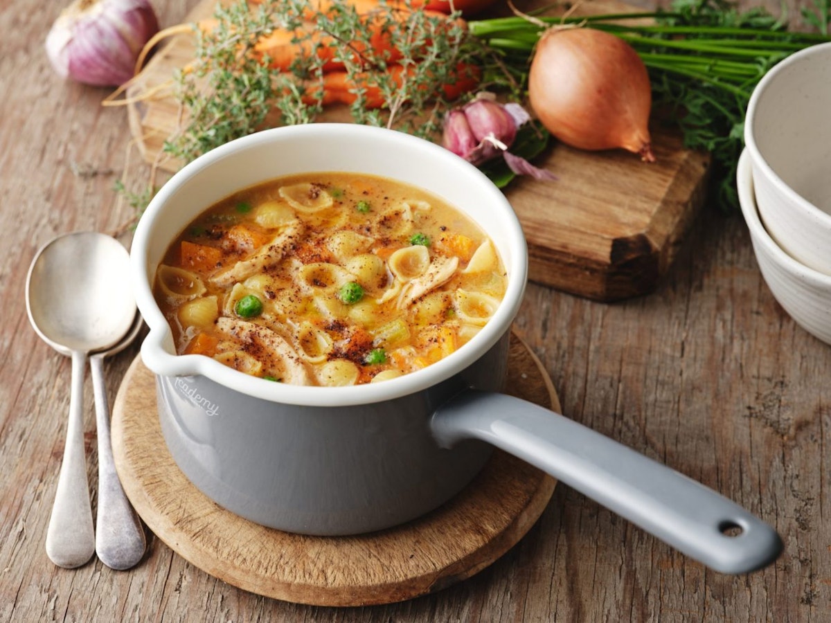 Creamy Chicken and Vegetable Soup with Small Shells - San Remo