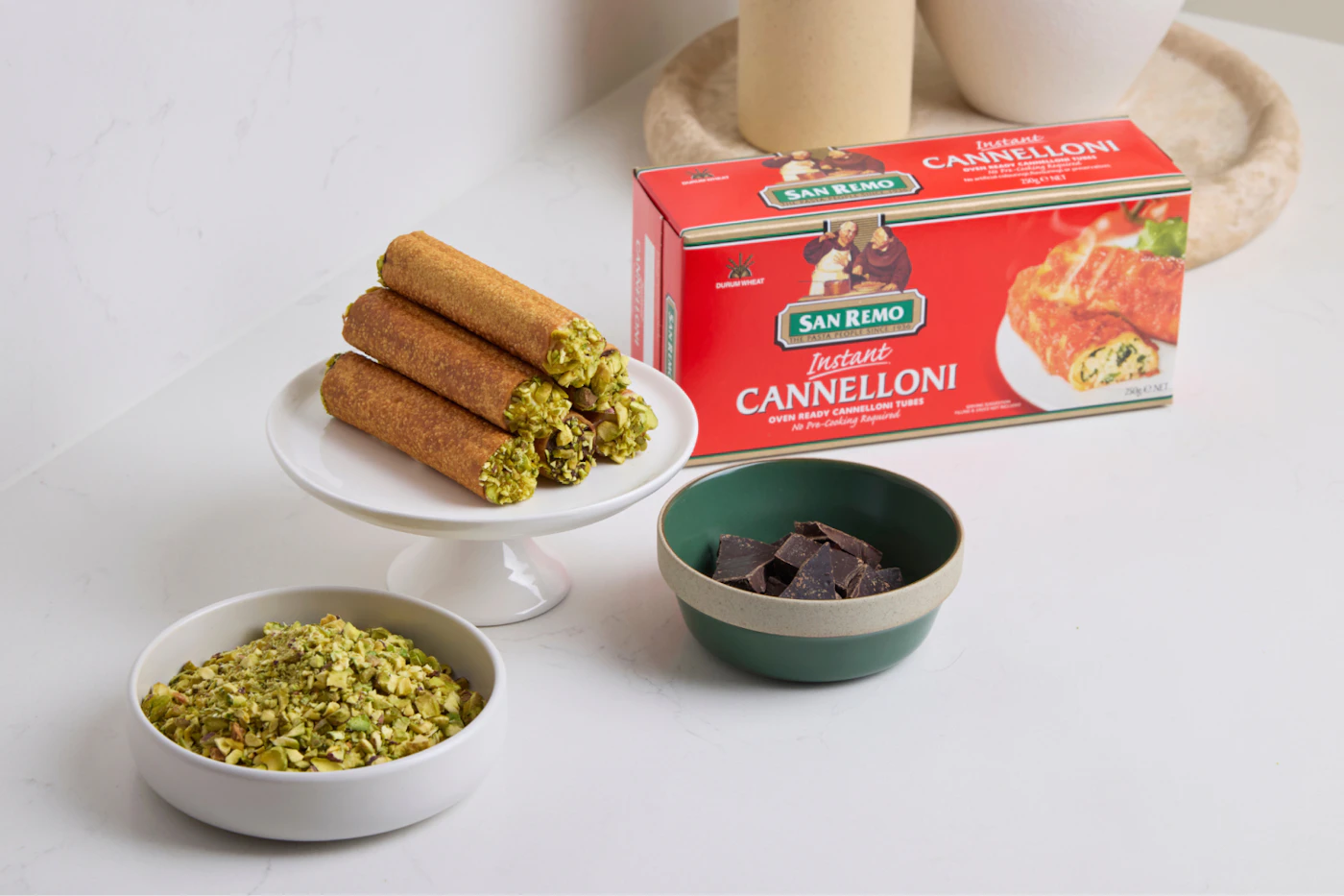 Cannelloni Cannoli with Chocolate and Vanilla Custard and Crushed ...